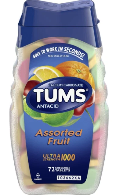 TUMS ULTRA MAX Strength Chewable Tabs, Assorted Fruit Flavor - 72 ...