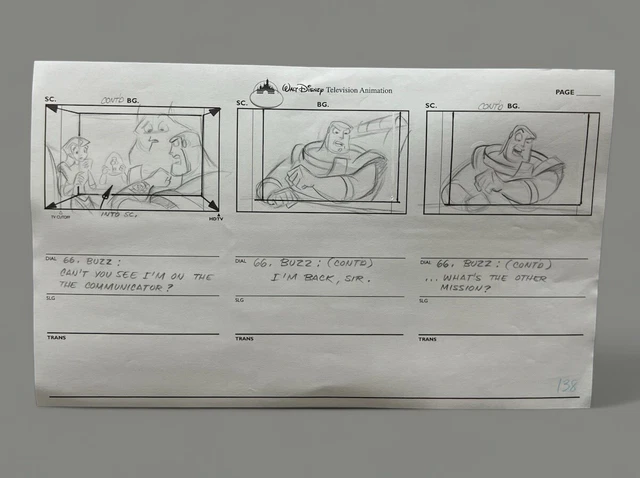 BUZZ LIGHTYEAR DISNEY Production Storyboard Original! Star Command Toy ...