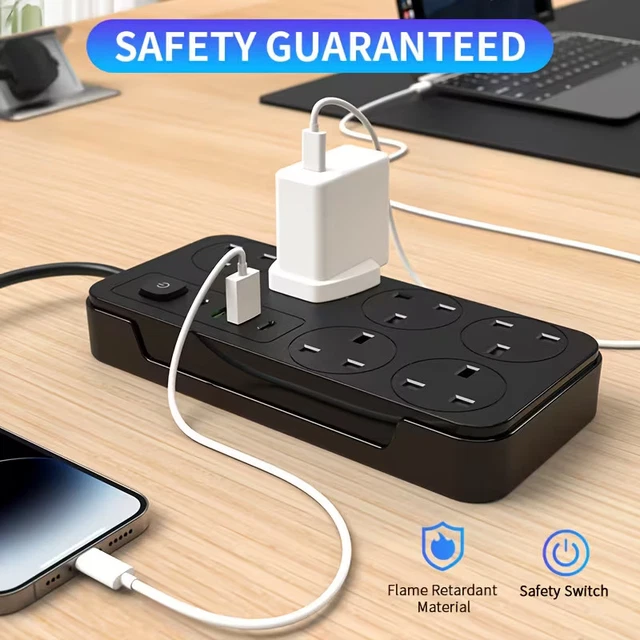 10-IN-1 POWER SOCKET Surge Protector 3250W 13A with 4 USB Ports £16.10 ...