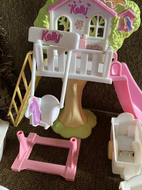 BARBIE KELLY TRAIN Set Playground Tree House Playset Vintage 90s Mattel ...