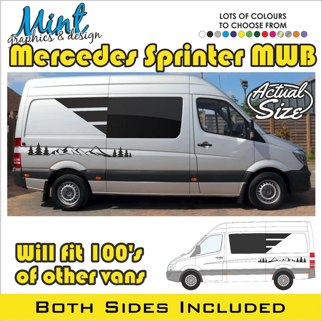 MWB MERCEDES SPRINTER Camper Side Stripes Decals Stickers Van Graphics ...