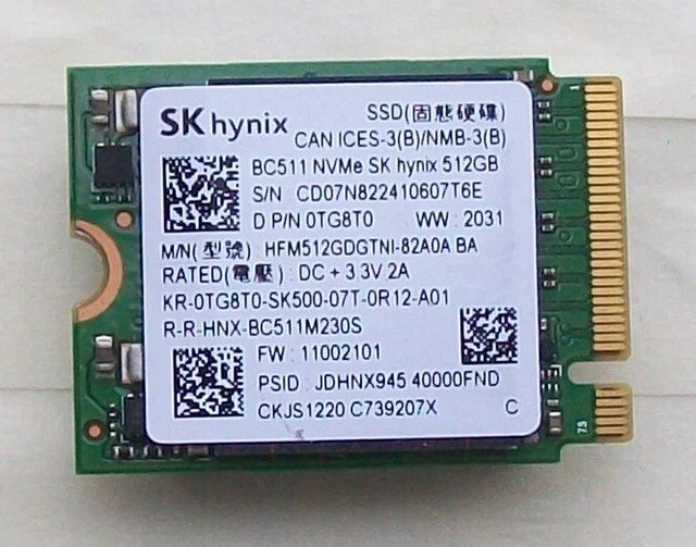 SK HYNIX 512 GB BC511 NVMe M2 2230 EUR 45,00 - PicClick IT