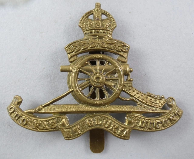 MILITARY BRASS CAP Badge Royal Artillery Territorial Force British Army ...
