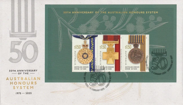 2025 AUSTRALIAN HONOURS System 50 Years (Mini Sheet) FDC - Canberra ACT ...