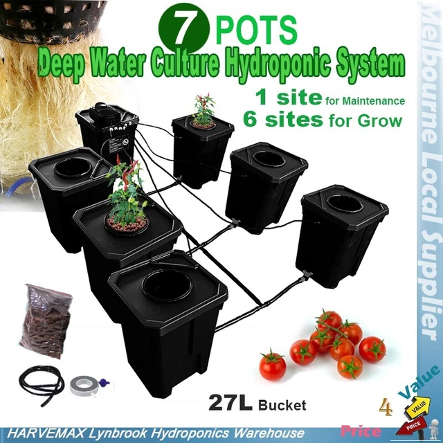 HYDROPONICS 7 POTS 27L DWC Complete System Deep Water Culture System ...