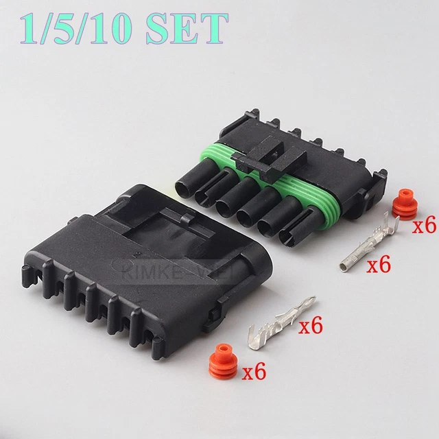 6 PIN/WAY MALE & Female Delphi Weather Pack WeatherPack Plug Connector ...