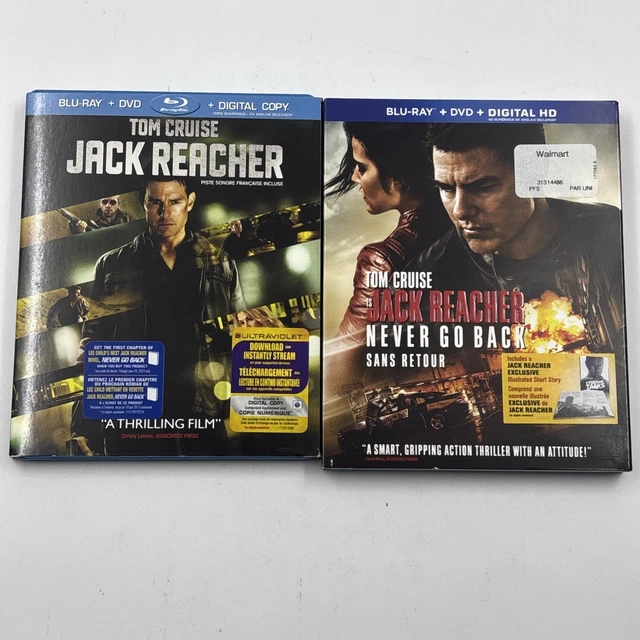 JACK REACHER BLU-RAY 1 & 2 Never Go Back Movies Tom Cruise Slipcover ...