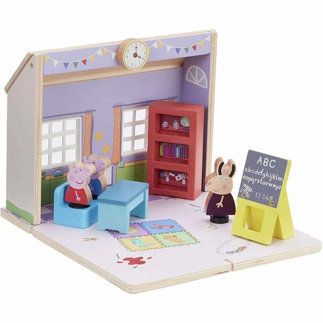 PEPPA PIG WOODEN School House Classroom Playset with 3 Figures inc Mme ...
