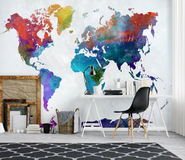 3D COLOR WORLD Map 32304NA Wallpaper Wall Murals Removable Wallpaper ...