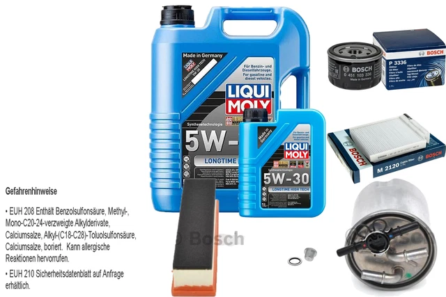 BOSCH INSPECTION SET 6L Huile Liqui Moly Longue Date High Technologie 5W-30 pour EUR 142,97 ...