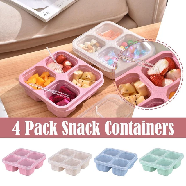 SNACK CONTAINERS DIVIDED Bento Snack Box 4 Compartments Reusable /ψ EUR ...