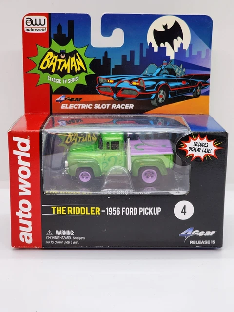 AUTO WORLD BATMAN Riddler 1956 Ford Pickup 4-Gear R 15 Slot Car New ...