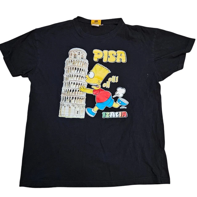 VINTAGE THE SIMPSONS 2011 Bart Simpson Leaning Tower of Pisa Medium Tee ...
