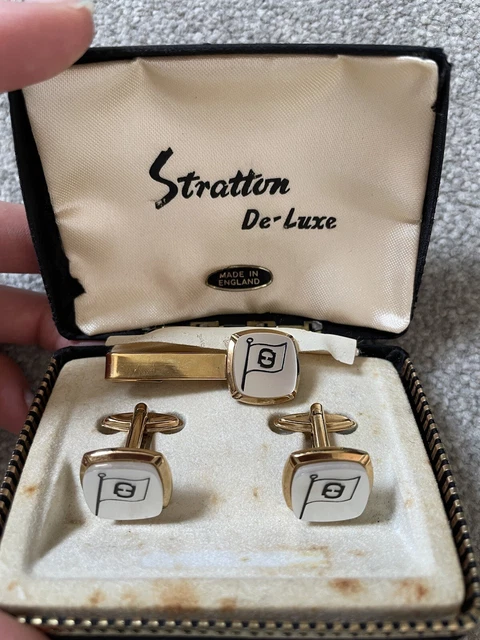 VINTAGE STRATTON DE Luxe Sophos Cufflinks And Tie Pin in box Made In ...