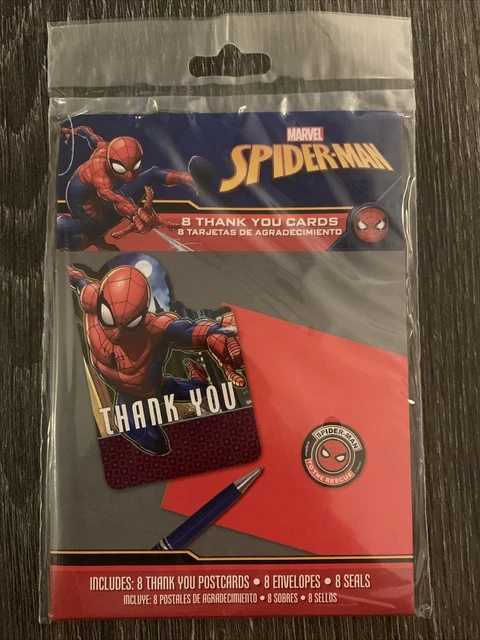 MARVEL SPIDER-MAN THANK You Notes Postcards 8 Count Birthday Party £6. ...