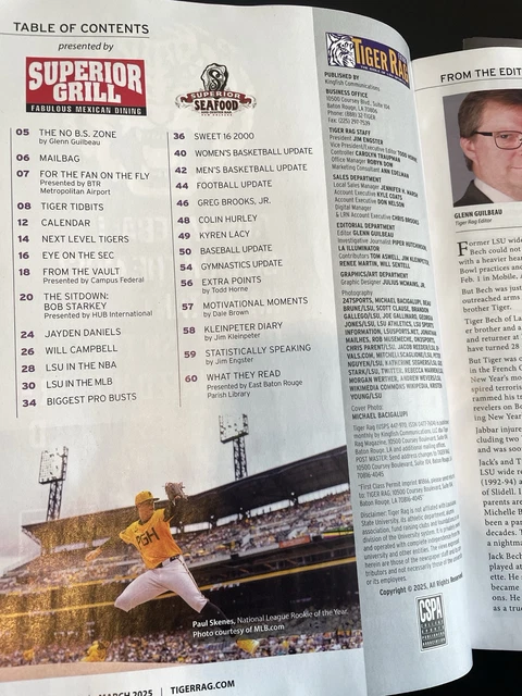 2025 LSU TIGER RAG Magazine JAYDEN DANIELS NFL Rookie Of The Year Pro ...