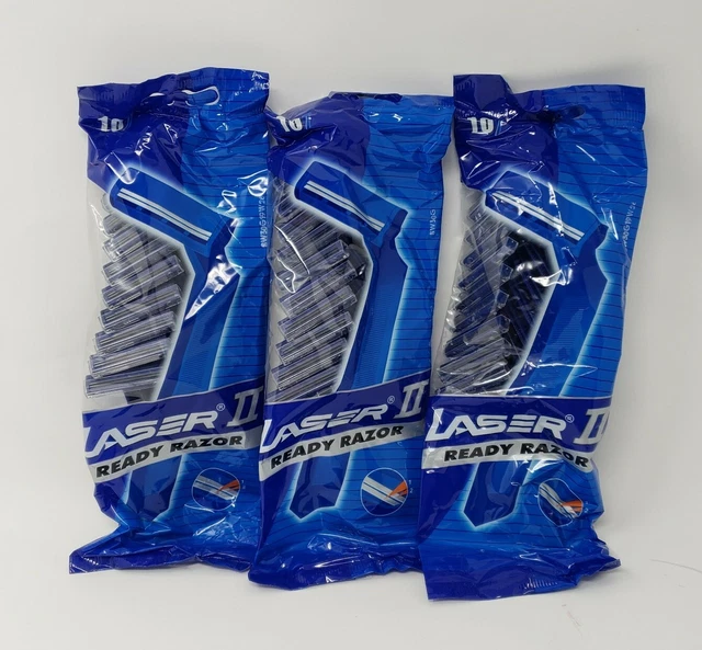THREE PACK LASER 2 Ii Twin Blade Disposable Razor Men Or Women 30 ...