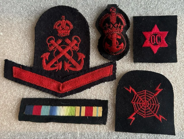 WW2 BRITISH ROYAL Navy Rn Petty Officer Cap Arm Badges & Tunic Medal ...