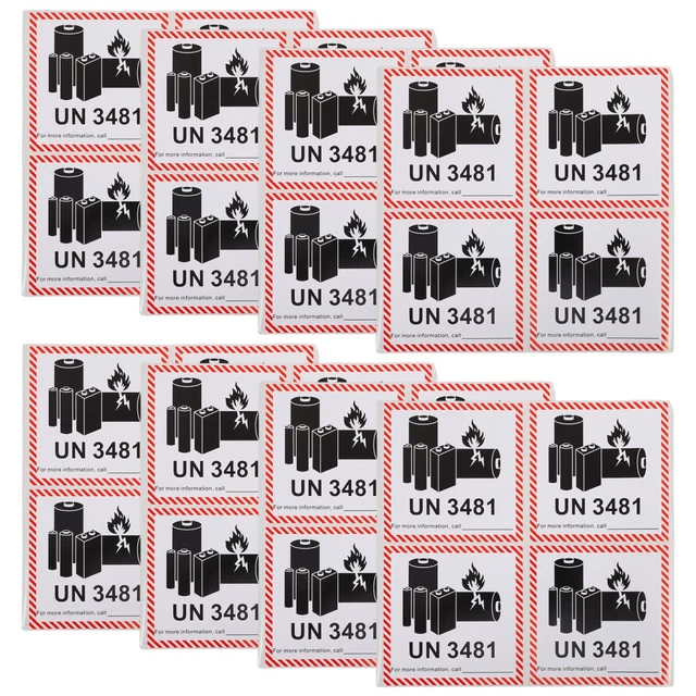100 PCS WATERPROOF Labels Battery Transport Safety Stickers Adhesive ...