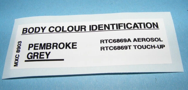 RANGE ROVER CLASSIC colour decal pembroke gray 3.9 hard&soft dash lse £ ...