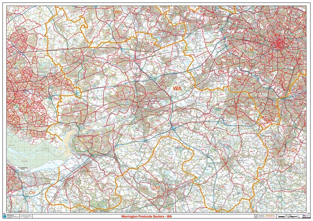 MAP OF WARRINGTON Postcodes, Postcode Sectors Map of Warrington - WA £ ...