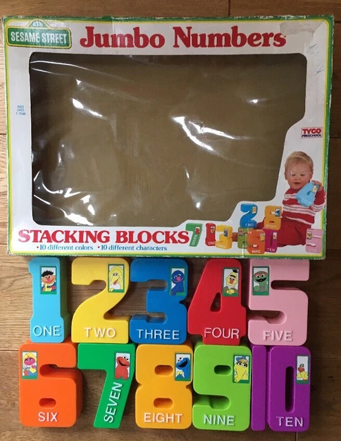 SESAME STREET JUMBO Numbers 1-10 Jim Henson Vintage Tyco Jumbo Counting ...