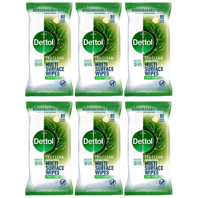 DETTOL ANTIBACTERIAL MULTI Surface Wipes Tru Cleaner Crisp Pear 80 ...