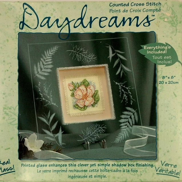 DIMENSIONS DAYDREAMS CROSS Stitch 72696 Shadow Box Under Glass Delicate ...