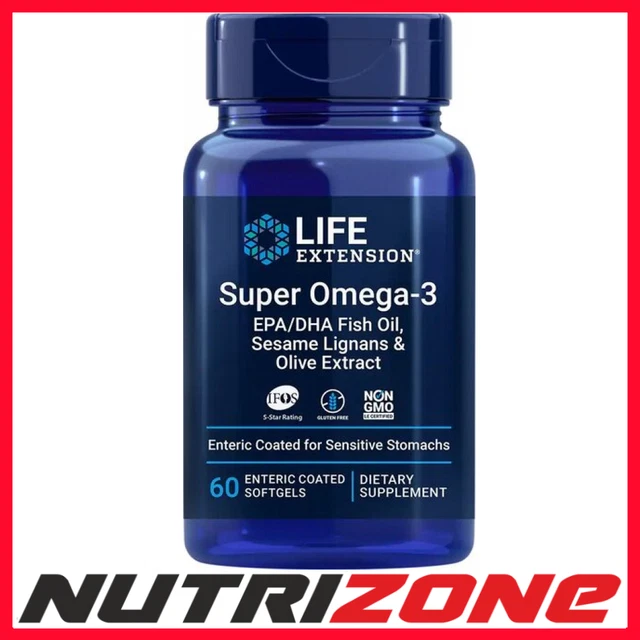 LIFE EXTENSION SUPER Omega-3 EPA/DHA with Sesame Lignans & Olive Extract 60 soft £27.40 ...