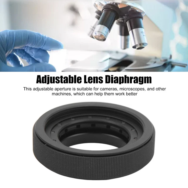 ADJUSTABLE IRIS APERTURE Diaphragm 1.5-26mm Microscope Iris Adapter ...