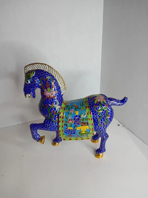 VINTAGE CLOISONNE ENAMEL Horse Figurine Statue *READ* Missing Ear £89. ...