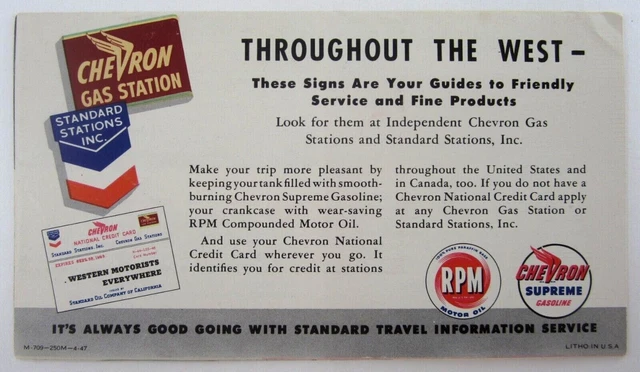 VINTAGE STANDARD CHEVRON Oil Gas Station Travel Map Service Brochure ...