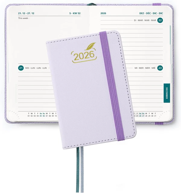 MINI AGENDA 2026 Bi-Giornaliera Tascabile 12 X 8 Cm, 2 Giorni per ...
