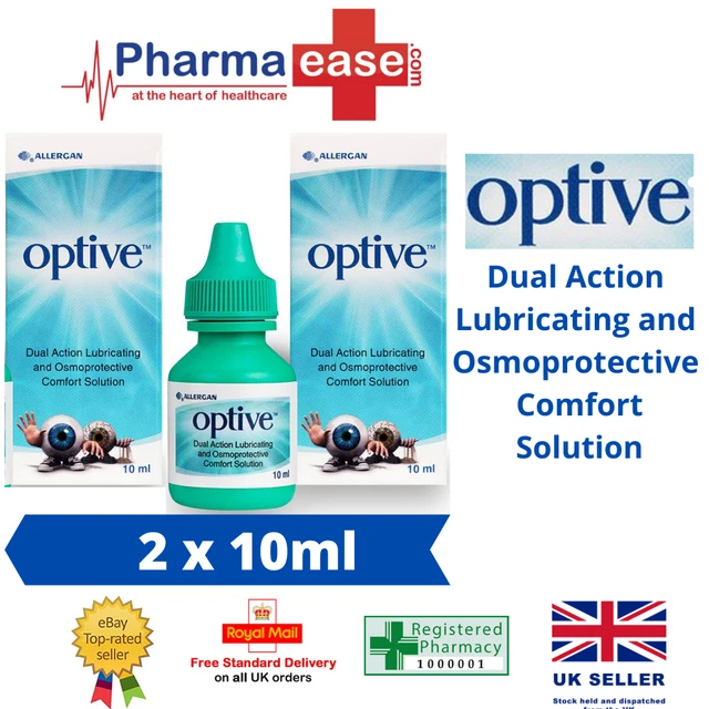 OPTIVE DRY EYE Drops 10ml Dual Action Lubricating Comfort Solution (2 x ...
