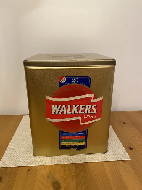 WALKERS CRISPS SPECIAL Edition Gold Tin 1997 Large Storage Collectible ...
