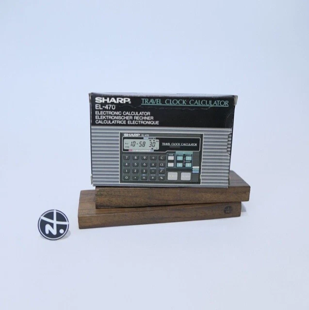 SHARP EL-470 TASCHENRECHNER Welt Uhr Vintage Travel Clock Calculator ...