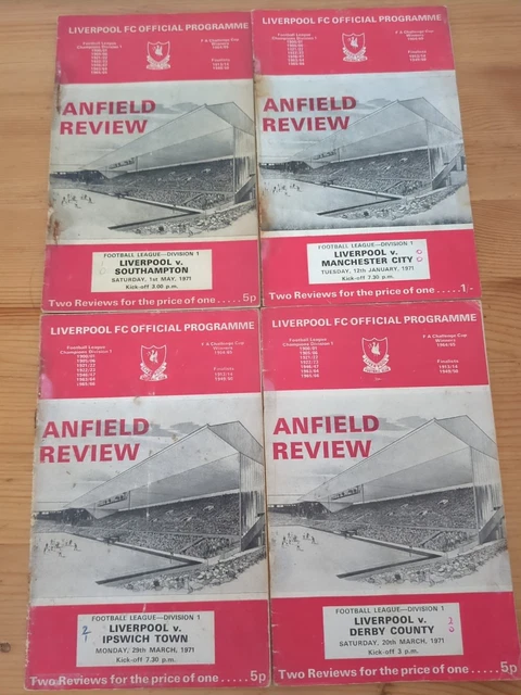 LIVERPOOL HOME PROGRAMMES 1970/71 £1.13 - PicClick UK