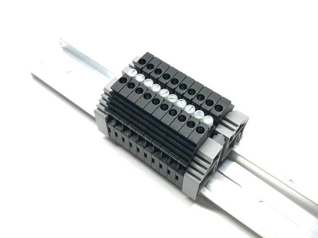 POWER DISTRIBUTION TERMINAL Blocks 10 Connector DIN Rail Dinkle 10AWG ...