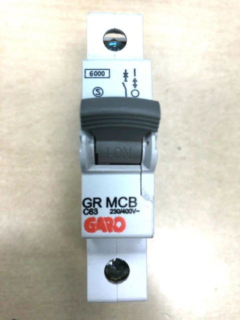 GARO 63 AMP 6Ka Single Pole Mcb Circuit Breaker Type C £9.95 - PicClick UK