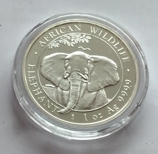 SOMALIA-ELEFANTE 100 SCELLINI 2021°1 oz. 999/1000 Argento°LUCIDO UNCIR ...