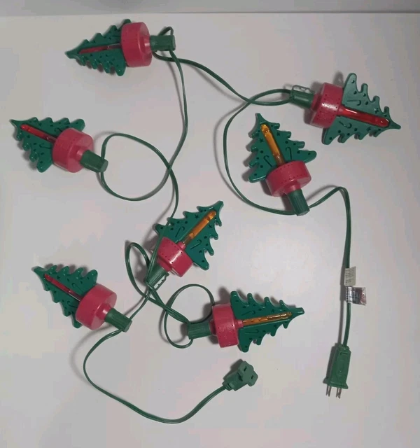 VINTAGE 8FT LONG Christmas Tree Light Strand Set With 7 Lights, Working ...