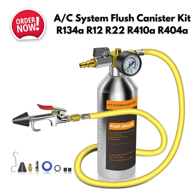 A/C SYSTEM FLUSH Canister Kit Condensate Clean Tool Set for Auto Car ...