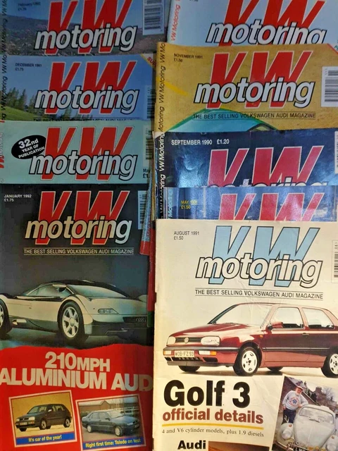 30 YEARS OF VW Motoring Magazine issues 1990 91 92 93 Lot Bundle Golf ...