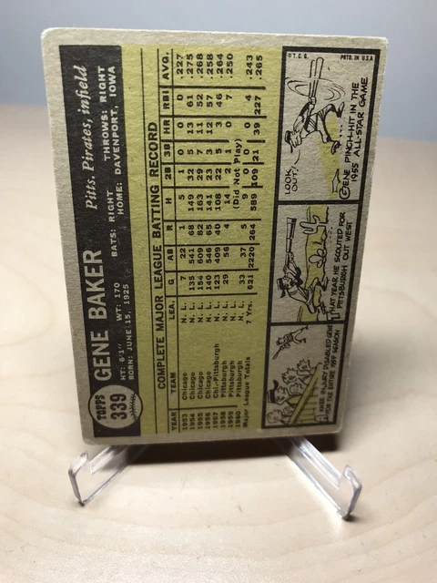 1961 TOPPS PITTSBURGH Pirates Baseball Card #339 Gene Baker - EX $4.24 ...