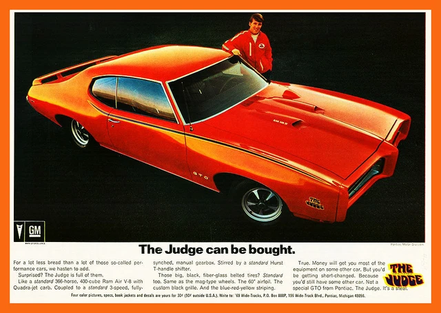 1968 PONTIAC GTO Judge, Original Ad, Flat Flexible Refrigerator Magnet ...