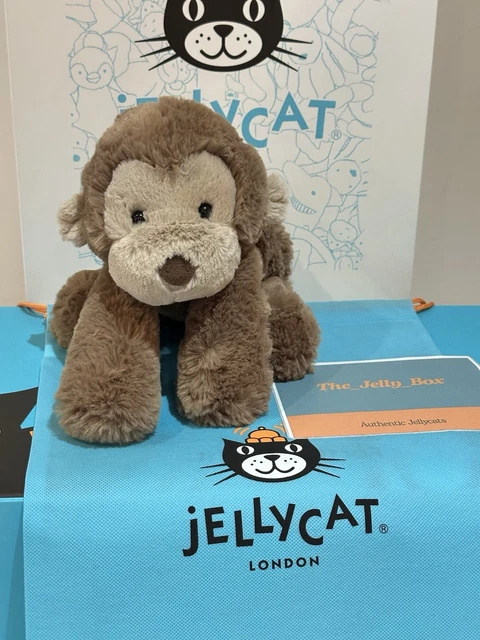 JELLYCAT SMUDGE MONKEY MEDIUM +Dust Bag & Tag Protector Valentine's Day ...