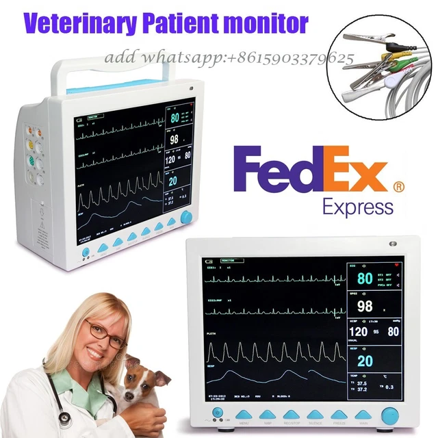 CMS8000VET ANIMAL ICU Patient Monitor Multi-parameter VET Veterinary 12 ...