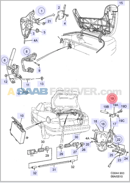 NEW GENUINE SAAB Convertible Top Motor Reinforcement Kit 95-98 900 ...