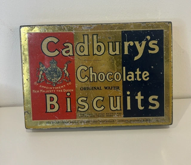 ANTIQUE GENUINE EARLY 20th CENTURY CADBURYS CHOCOLATE BISCUITS TIN ...
