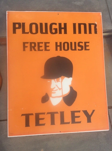 VINTAGE PUB SIGN PLOUGH INN 1960s Advertising TETLEY BEER Bitter ...